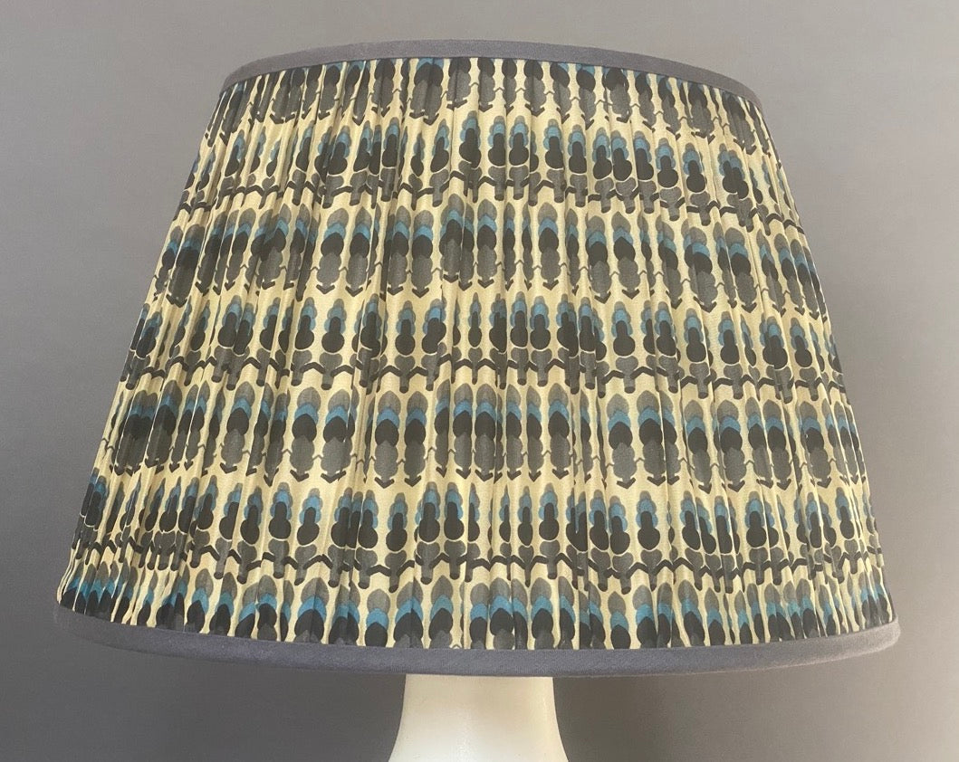 Handmade Black & Blue Gathered Silk Lampshade – Samarkand Design
